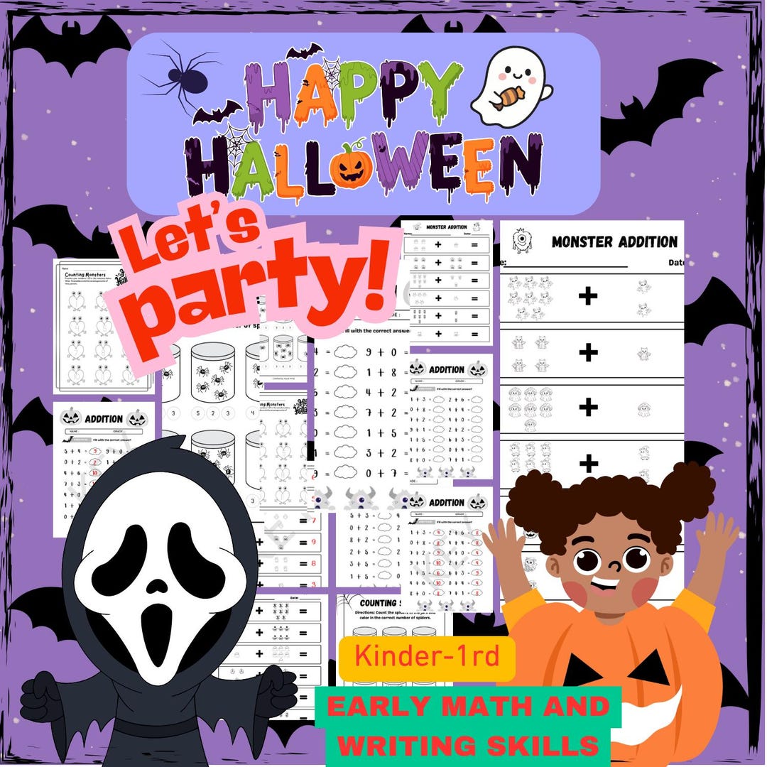 K-1 Halloween Math Bundle: Counting, Tracing, Addition & Subtraction ...