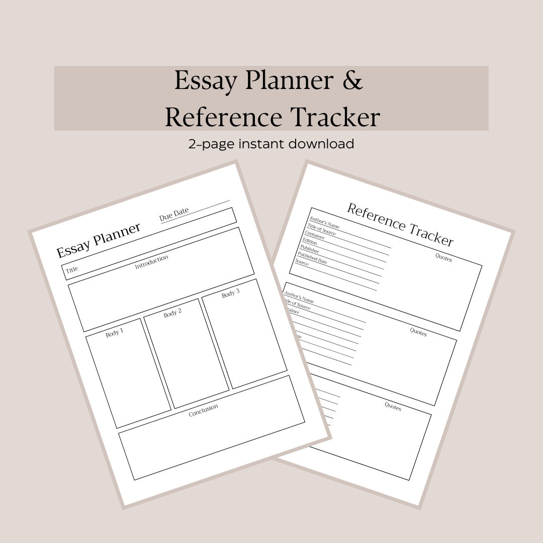 Essay Planner | Reference Tracker | 2-page Instant Download | Letter ...
