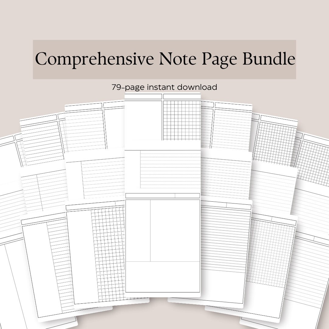 Note Page Bundle | Cornell Note Pages | Digital Note Pages | Instant ...