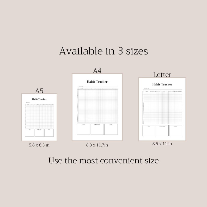 Monthly Habit Tracker | 1-page Instant Download | Letter Size | A4 | A5 ...