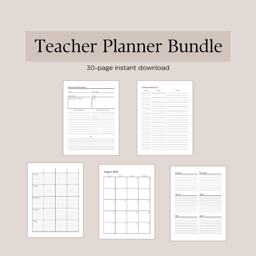 Teacher Productivity Planner Printable | 30-page Instant Download ...