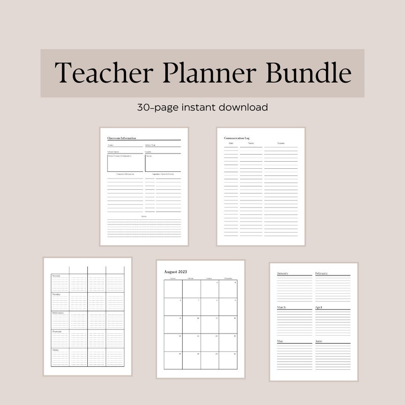 Teacher Productivity Planner Printable | 30-page Instant Download ...