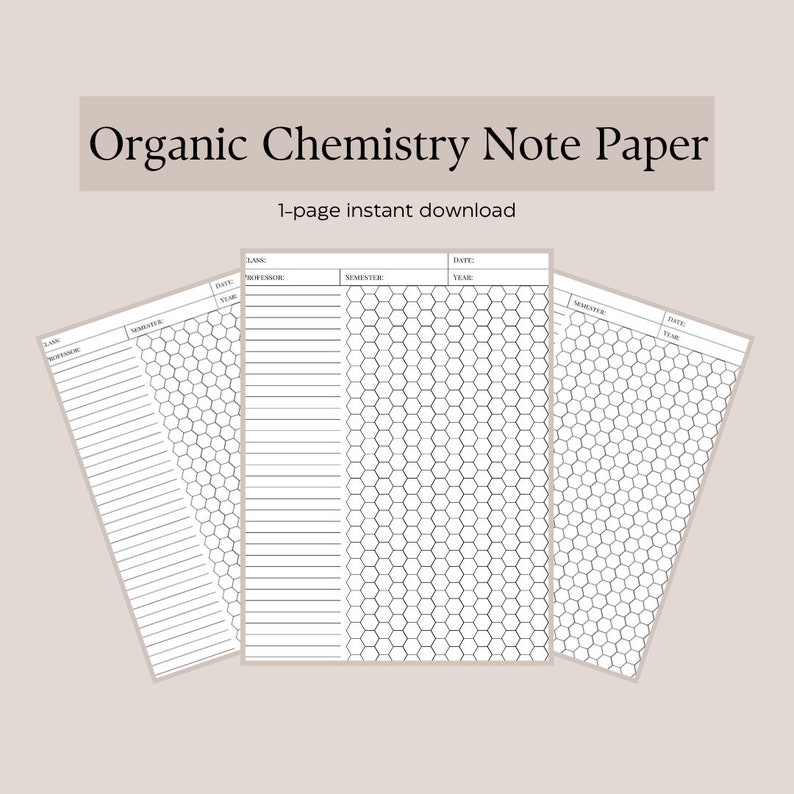 Hexagonal Note Paper | Organic Chemistry Note Paper | 1-page Instant ...