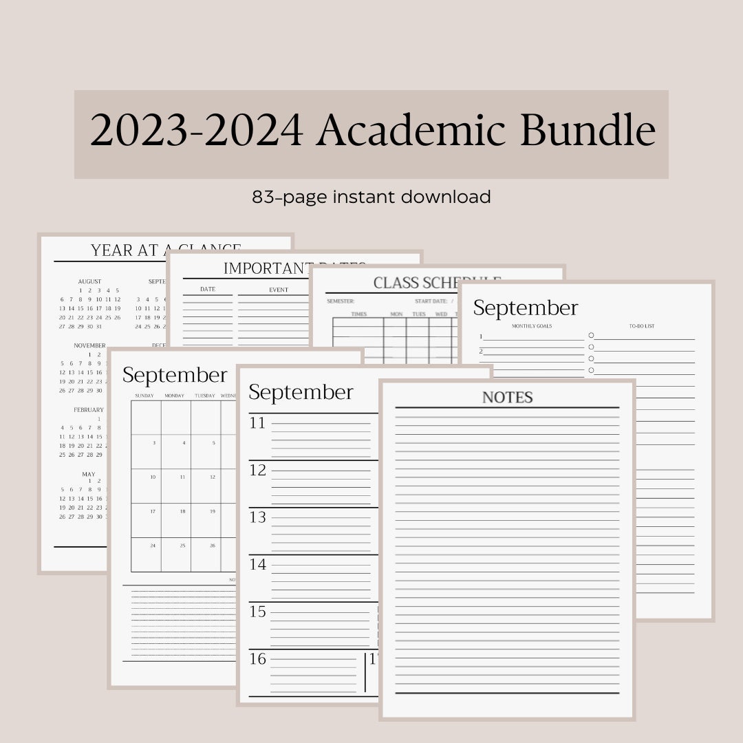 2023-2024 Academic Planner Bundle | Instant Download | Letter Size | A5 ...