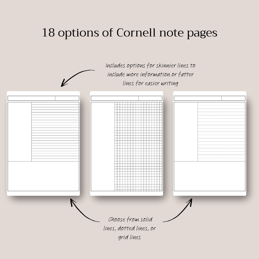 Note Page Bundle Cornell Note Pages Digital Note Pages Instant Download ...