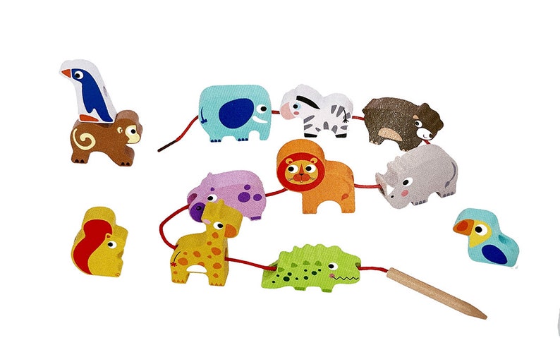 Bilingual Safari Lacing Animals - Etsy
