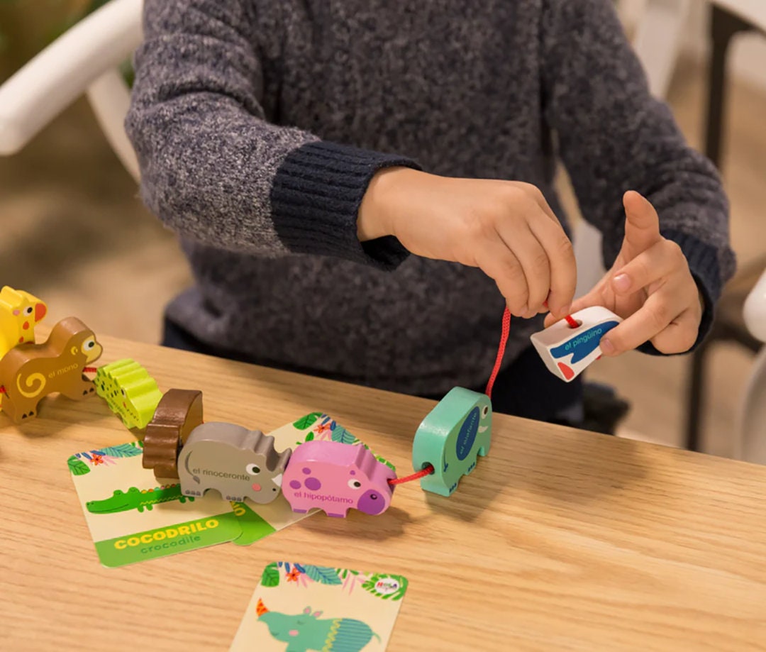 Bilingual Safari Lacing Animals - Etsy