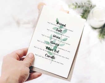 Printable Housewarming Gift, New Home Blessing, Bread Wine Salt Poem ...