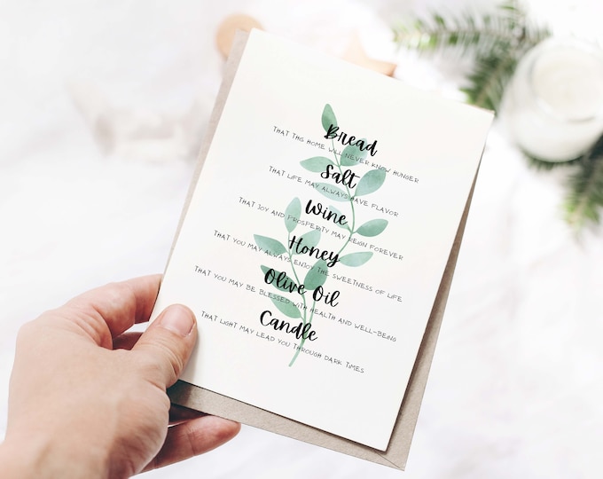 Printable Housewarming Gift Home Blessing Traditional DIY Bread Wine ...