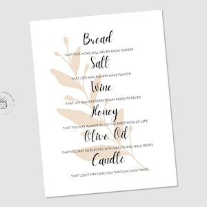 Printable Housewarming Gift, New Home Blessing, Bread Wine Salt Poem ...