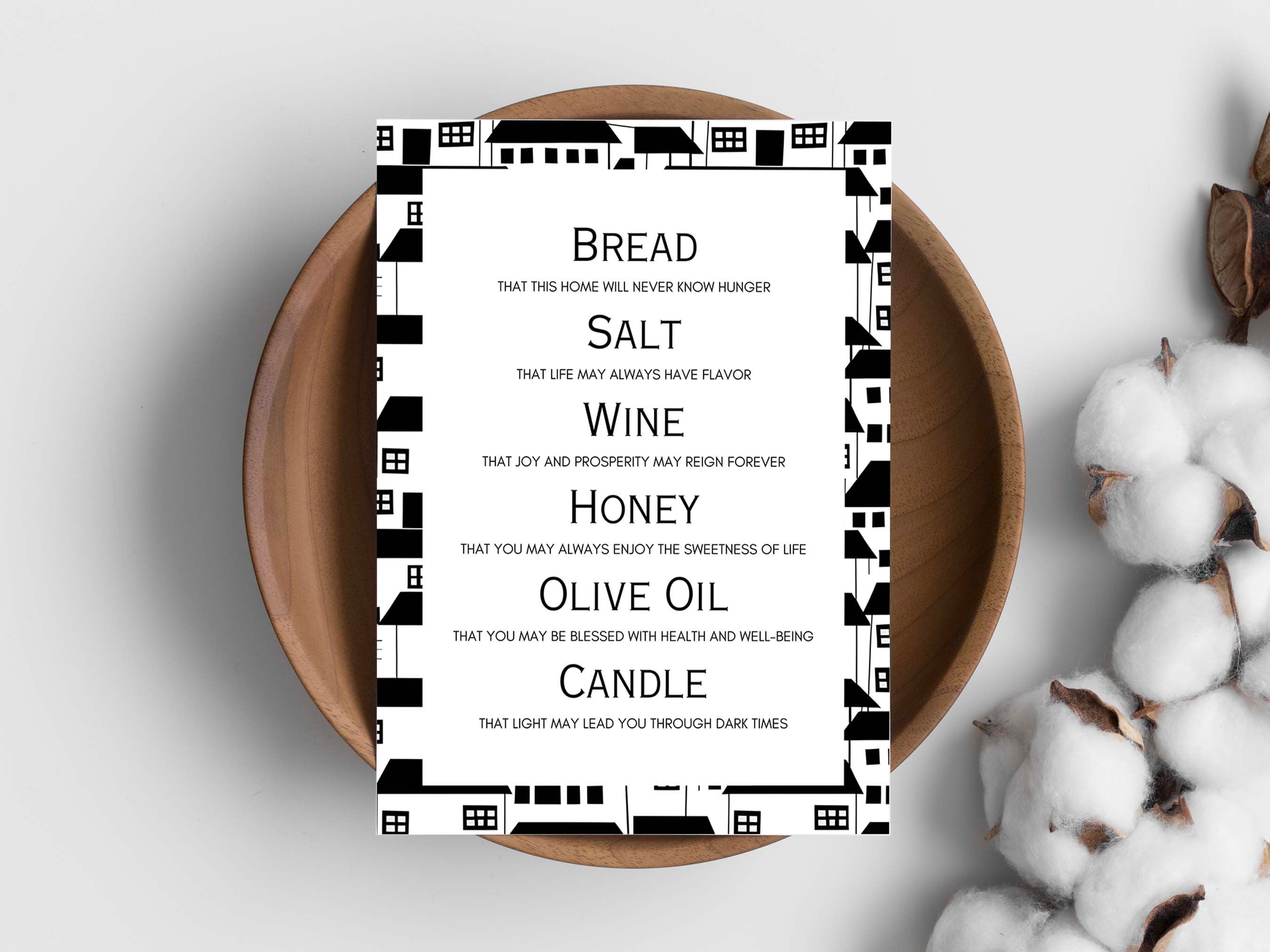 Printable Housewarming Gift, New Home Blessing, Bread Wine Salt Poem ...