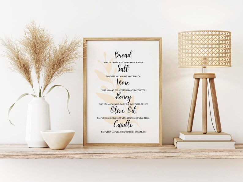 Printable Housewarming Gift, New Home Blessing, Bread Wine Salt Poem ...