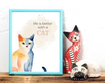 Cat Poster Cat Wall Art High-quality Giclee Print Cat Quote Art Print ...