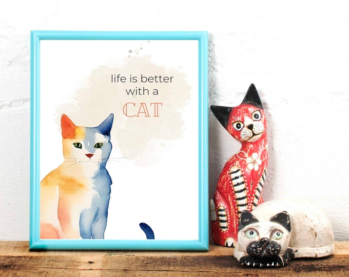 Cat Poster Cat Wall Art High-quality Giclee Print Cat Quote Art Print ...