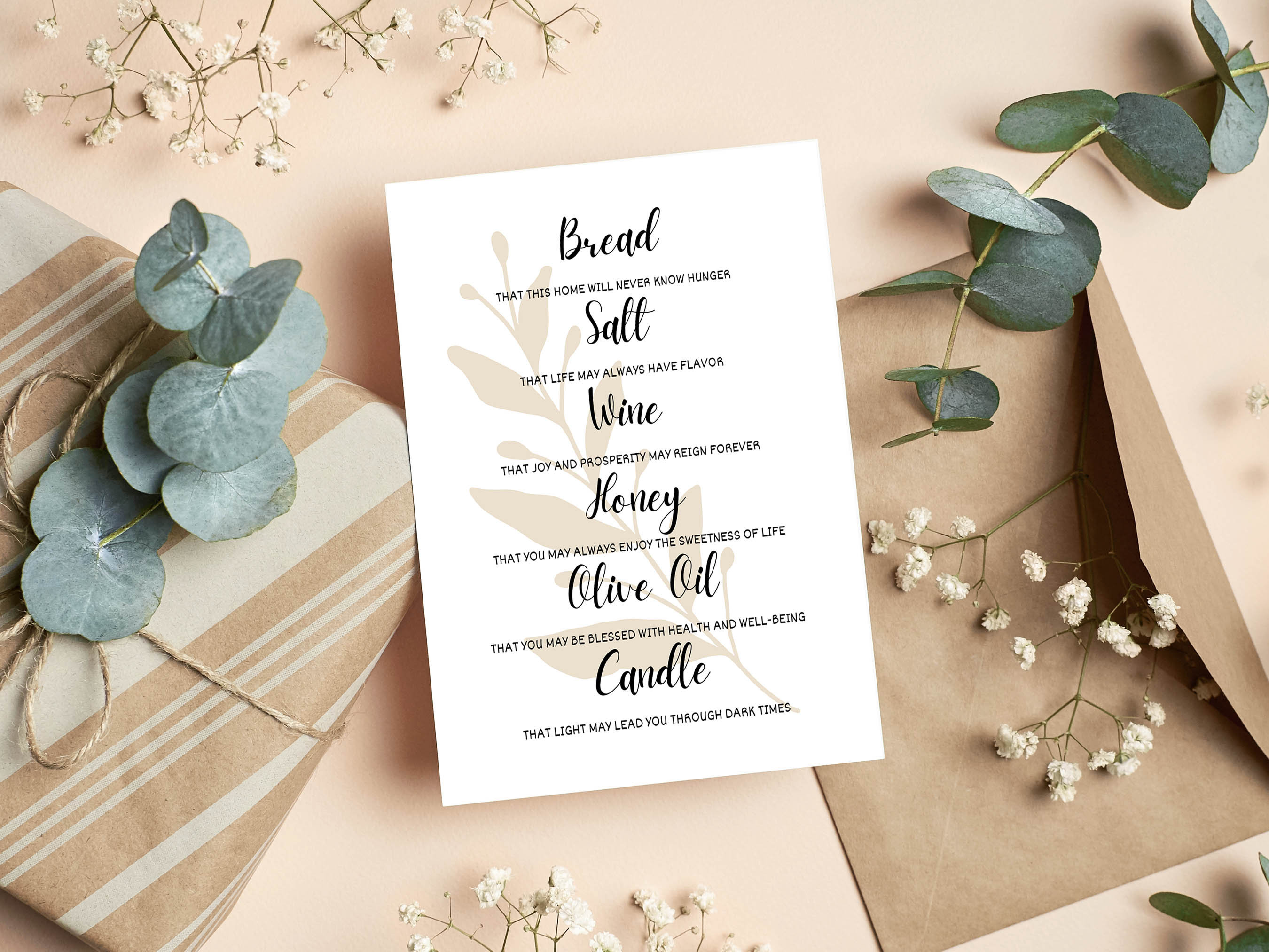 Printable Housewarming Gift, New Home Blessing, Bread Wine Salt Poem ...