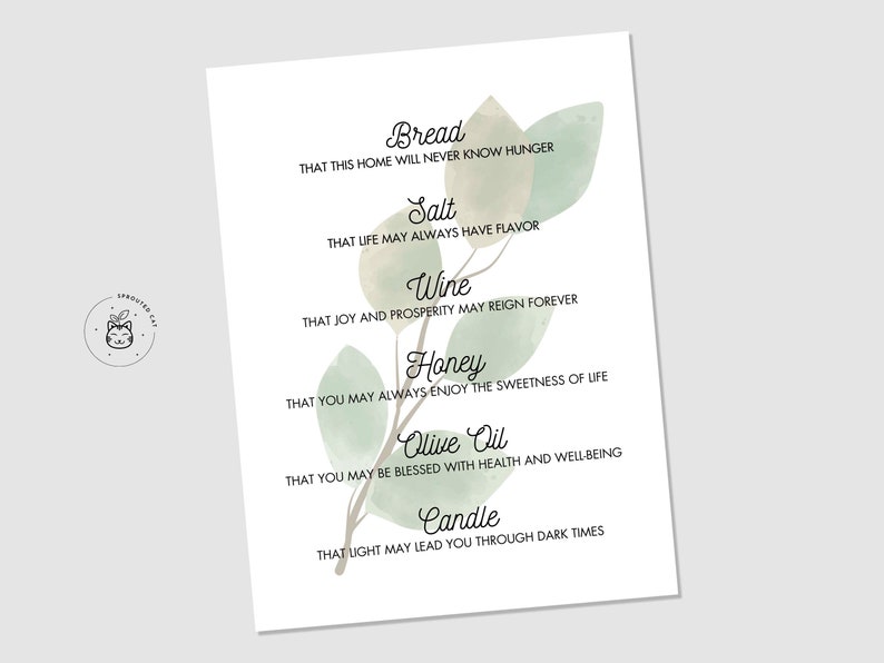Printable Housewarming Gift, New Home Blessing, Bread Wine Salt Poem ...