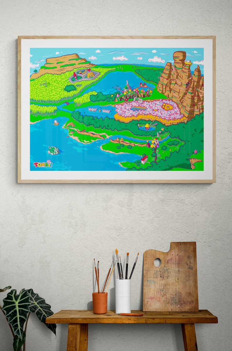 Tomba Map Poster | Retro PSX Game Art | Tombi Video Game Playstation ...