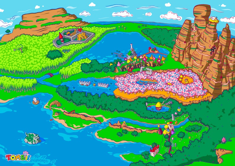 Tomba Map Poster | Retro PSX Game Art | Tombi Video Game Playstation ...