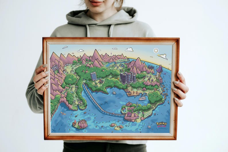 Kanto Map Poster — Pokémon Red and Blue Fans — Original Digital ...