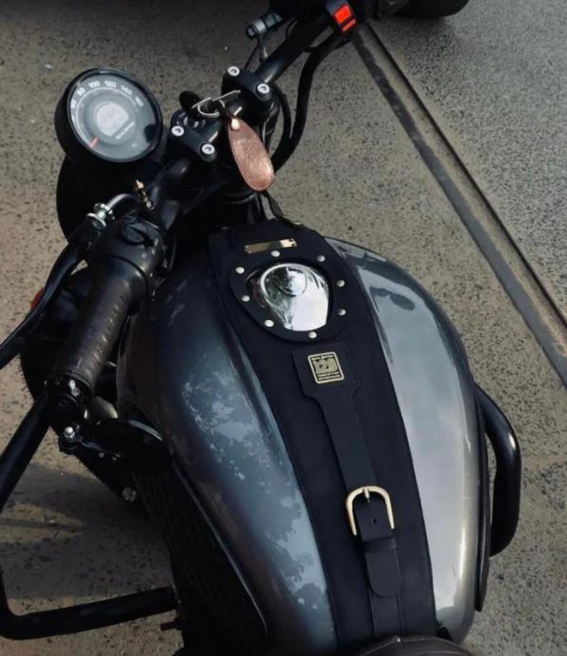 Royal Enfield Hunter 350 Handmade Leather Tank Strap | Custom Engraved ...