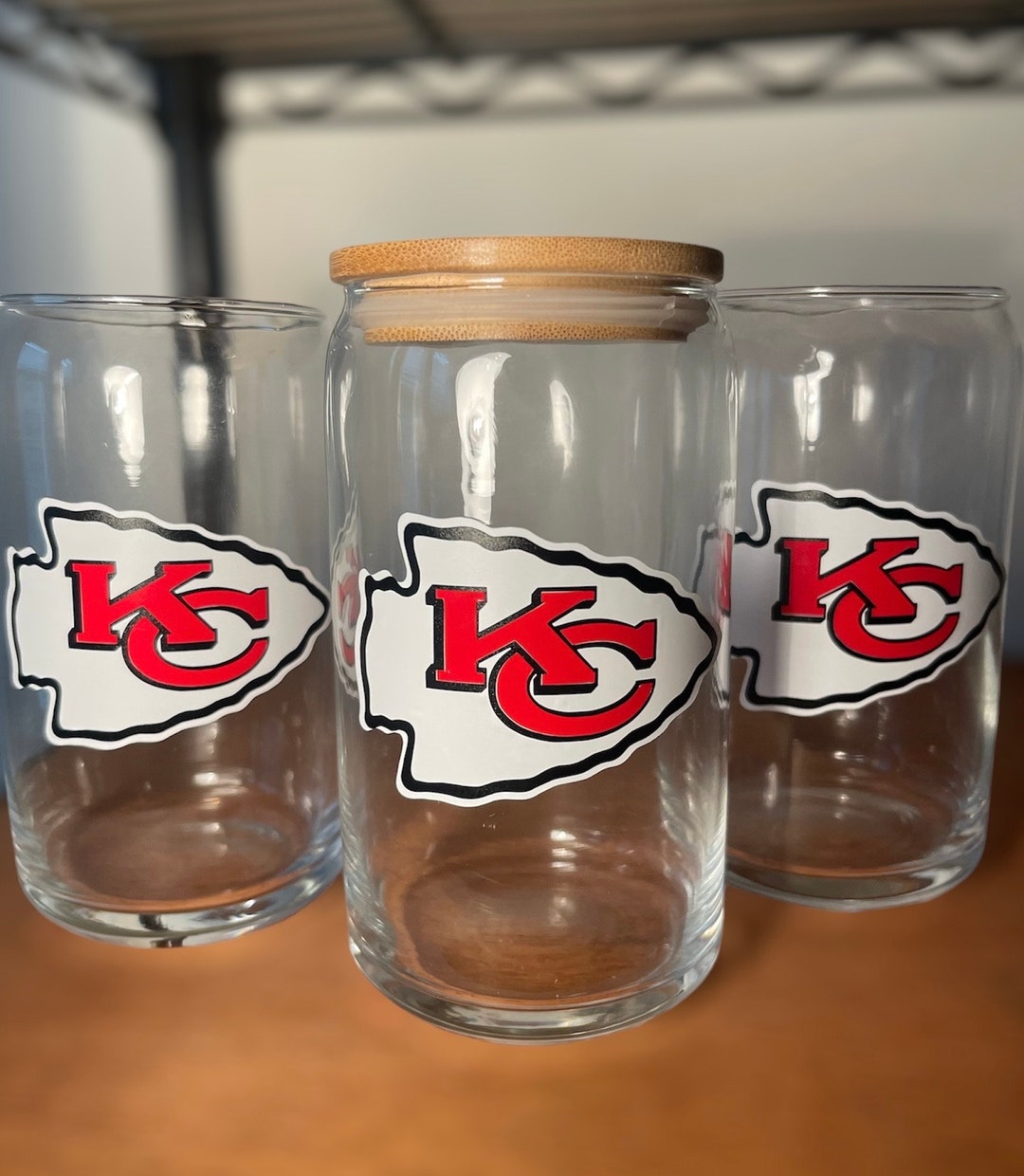 Custom Kansas City Chiefs Beer Can Glass, Chiefs Fan Gift, Iced Coffee ...