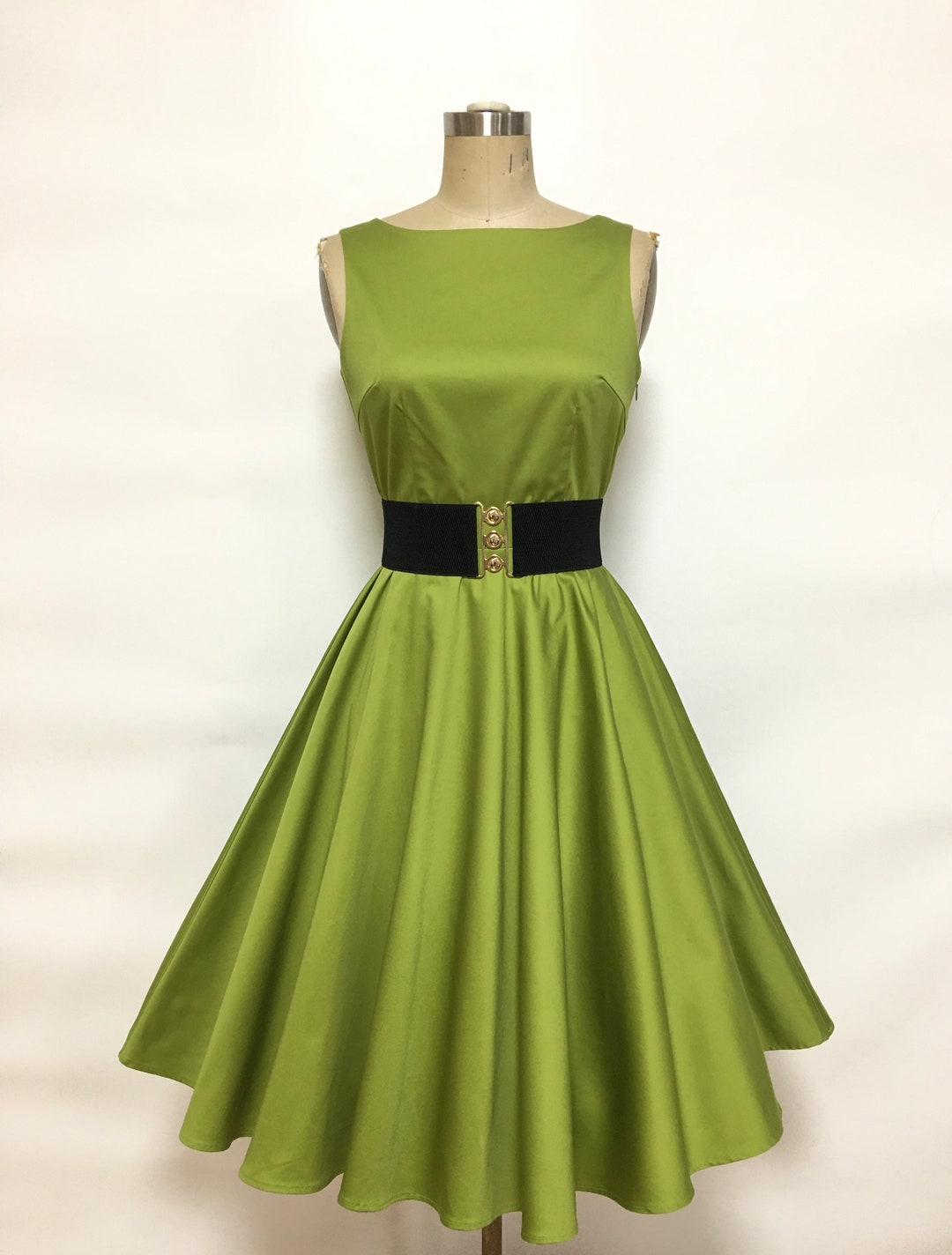Vintage Inspired Dress Swing Dress Holiday Hepburn Quality Cotton Satin ...