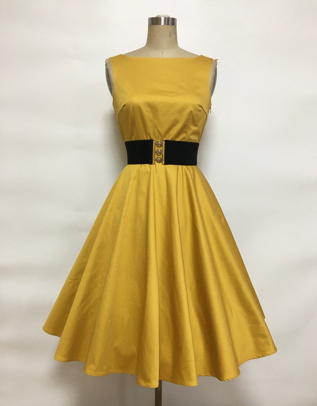 Vintage Inspired Dress Swing Dress Holiday Hepburn Quality Cotton Satin ...