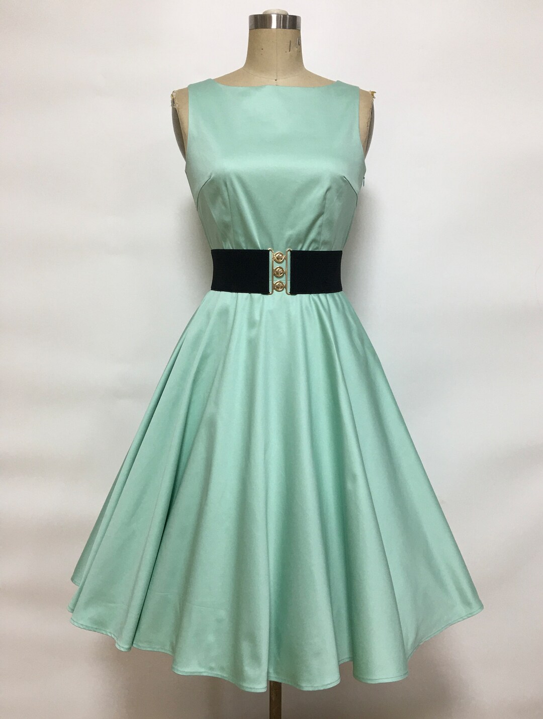 Vintage Inspired Dress Swing Dress Holiday Hepburn Quality Cotton Satin ...