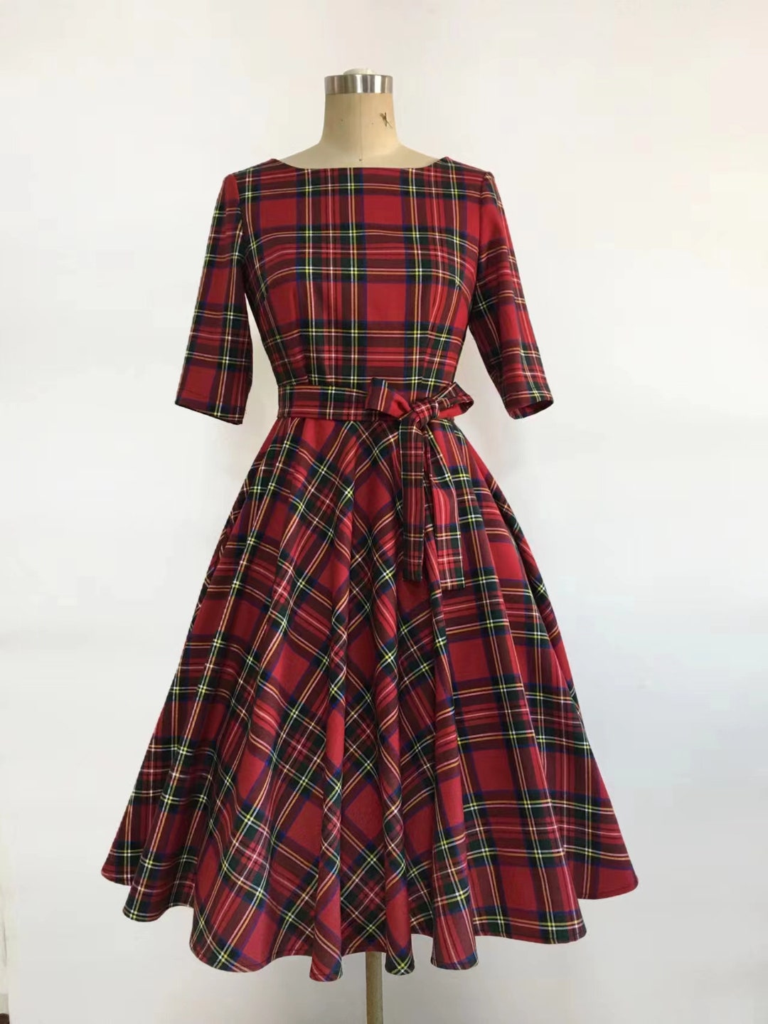 Christmas Red Plaid Tartan Dress Holiday - Etsy