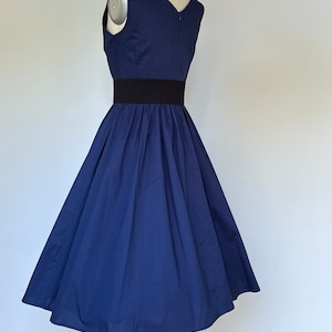 Vintage Inspired Dress Navy Blue Swing Dress Cotton Dress Ella - Etsy