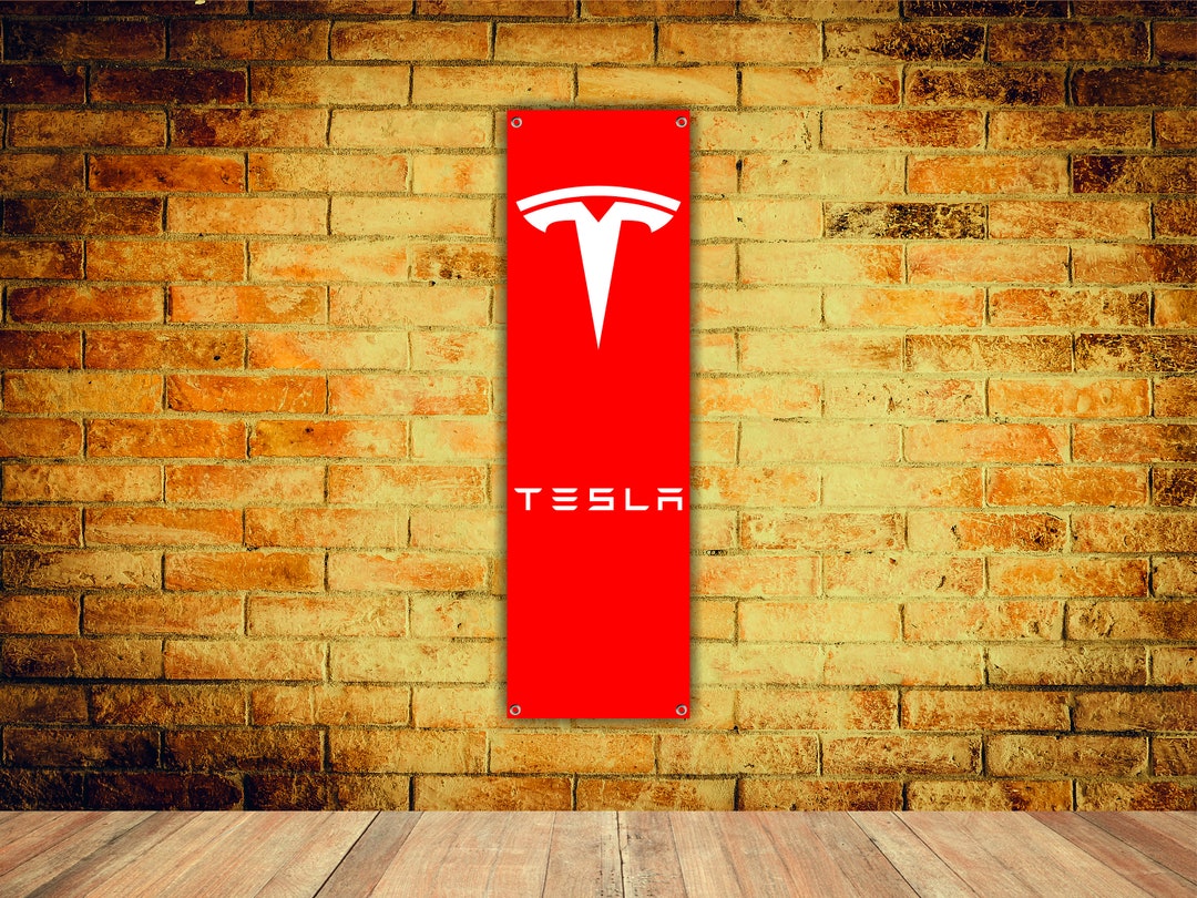TESLA Logo Banner Vinly, Garage Sing,office or Showroom, Flag,racing ...