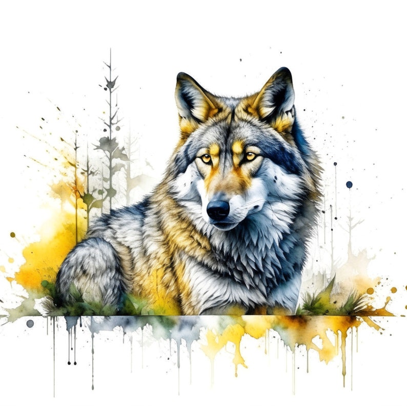 Wolf Digital Art Wolves Clipart 12 High Quality Jpgs Digital Download ...