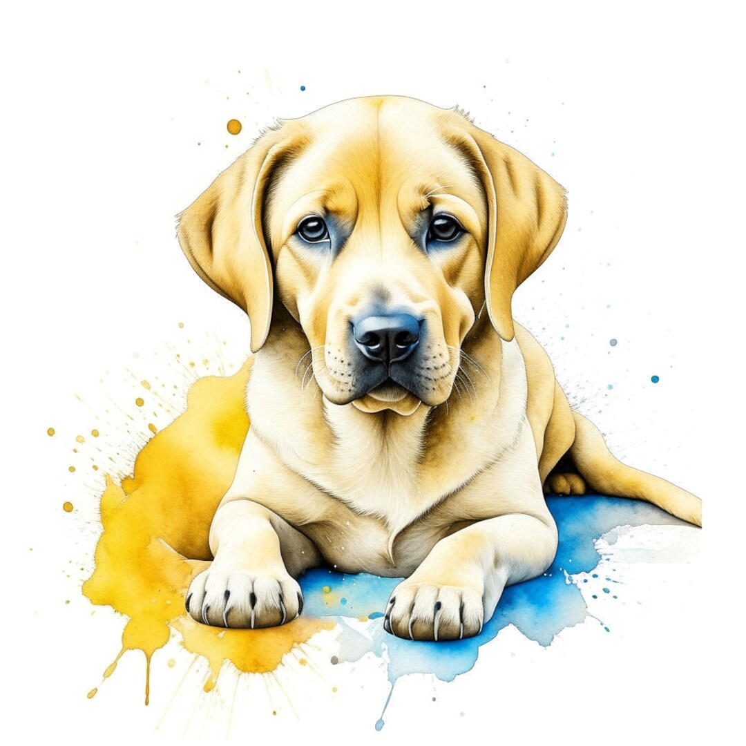 Yellow Labrador Puppies Digital Art | Lab Puppy | Dog Clipart | 15 High ...