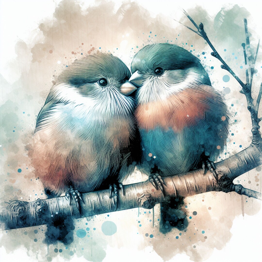 Lovebirds Digital Art | Birds Clipart | 15 High Quality Jpgs | Digital ...