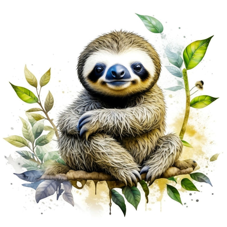 Baby Sloth Digital Art | Foxes Clipart | 15 High Quality Jpgs | Digital ...