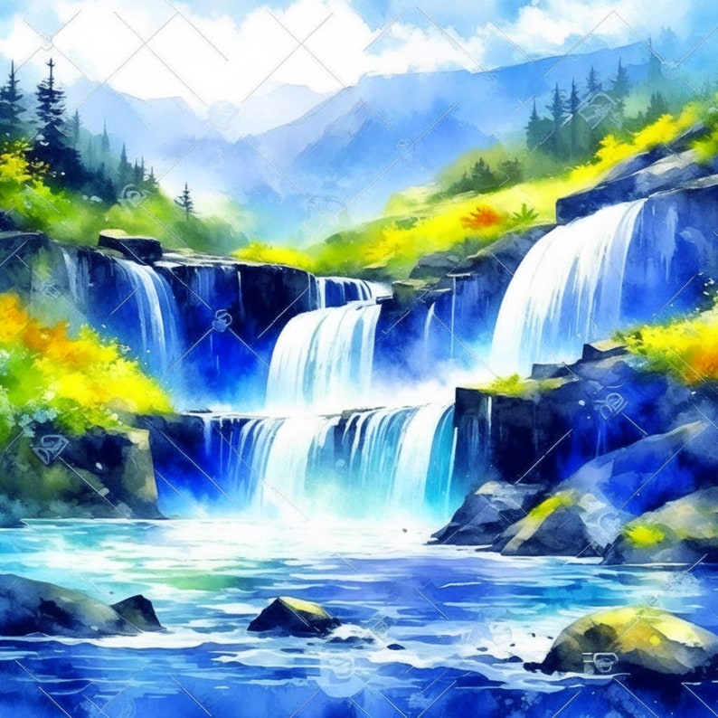 Waterfall Digital Art | Waterfalls Clipart | 15 High Quality Jpgs ...