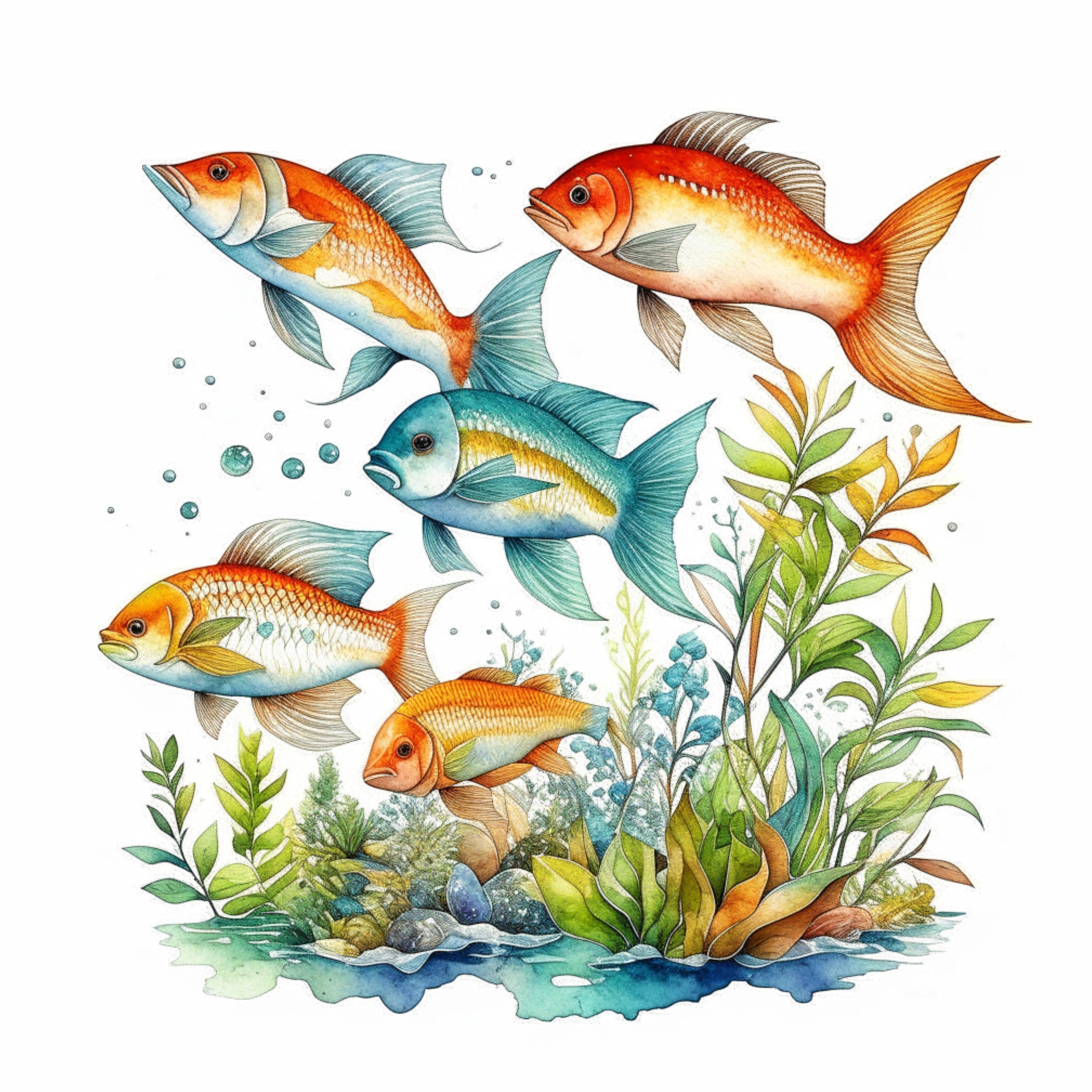 Fish Digital Art Underwater Life Clipart 10 High Quality Jpgs Digital ...