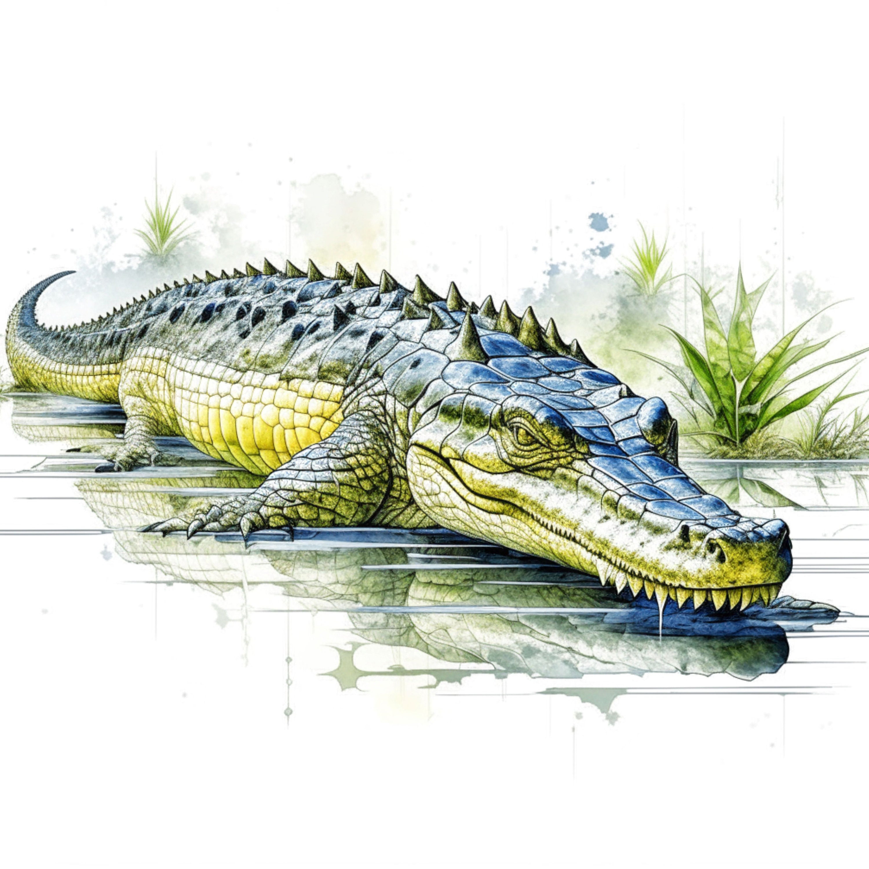 Alligator Digital Art | Clipart | 15 High Quality Jpgs | Digital ...