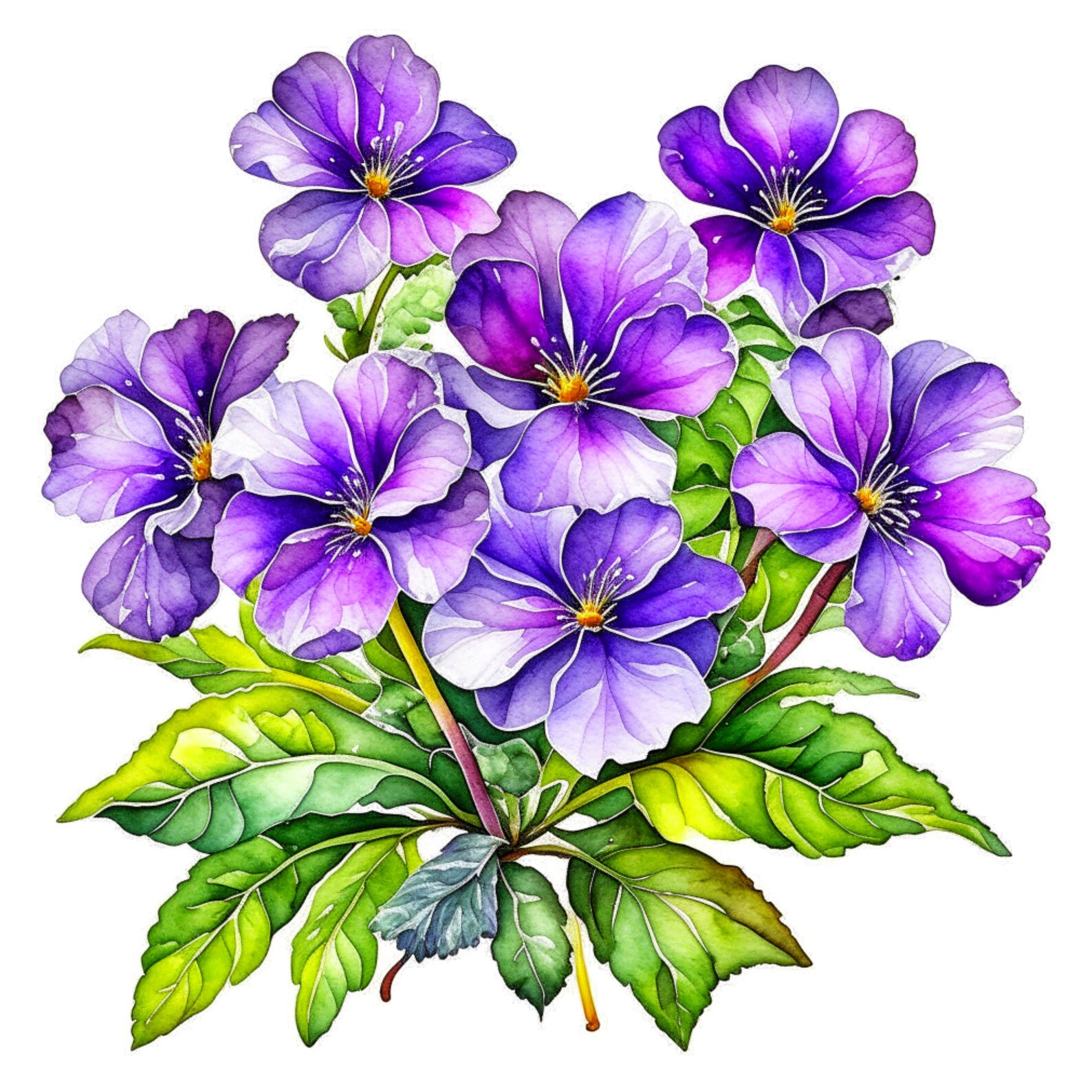 African Violets Digital Art | Violet Flowers Clipart | 15 High Quality ...