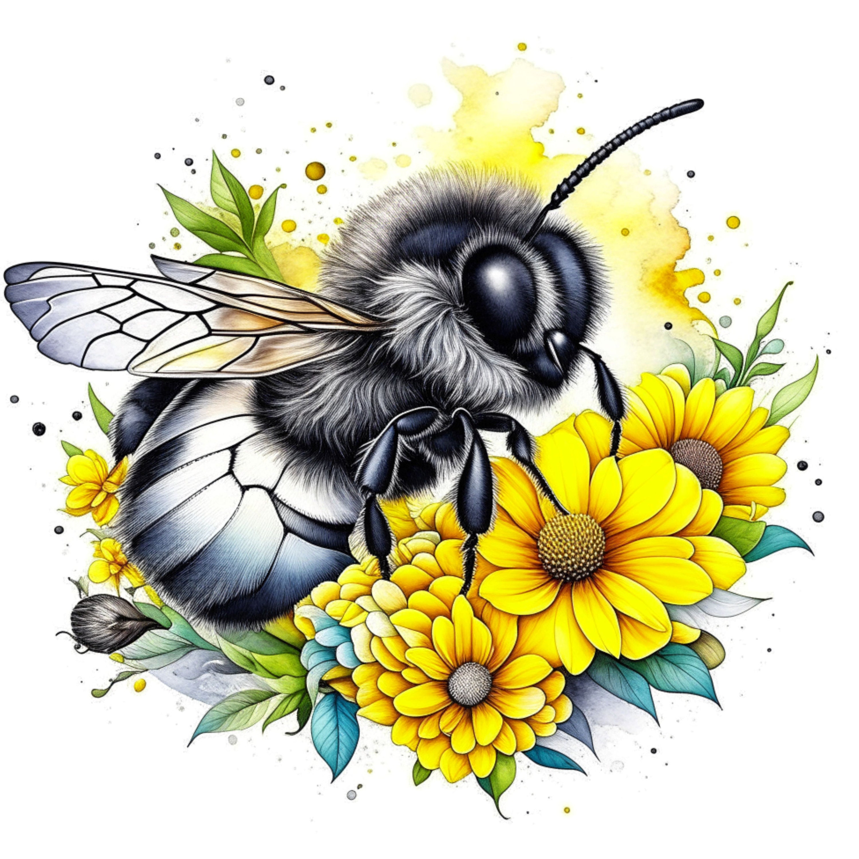 Bumble Bee Digital Art Bees Clipart 15 High Quality S Digital Download Clip Art Mixed Media