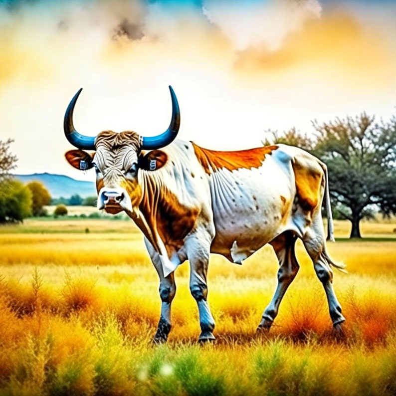 Texas Longhorn Cow Digital Art Clipart Cows 15 High Quality Jpgs ...