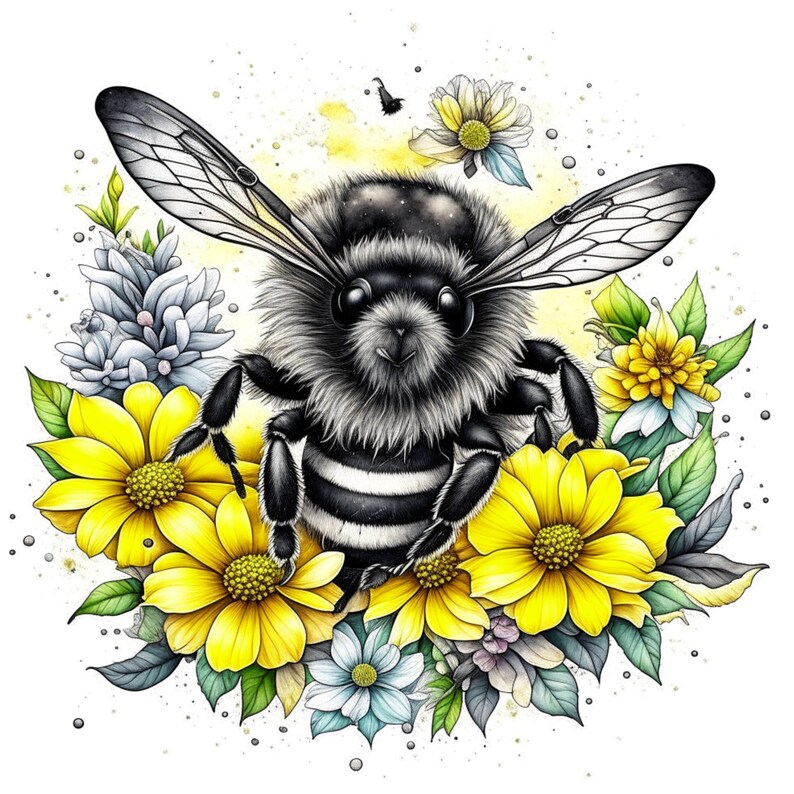 Bumble Bee Digital Art Bees Clipart 15 High Quality Jpgs Digital ...