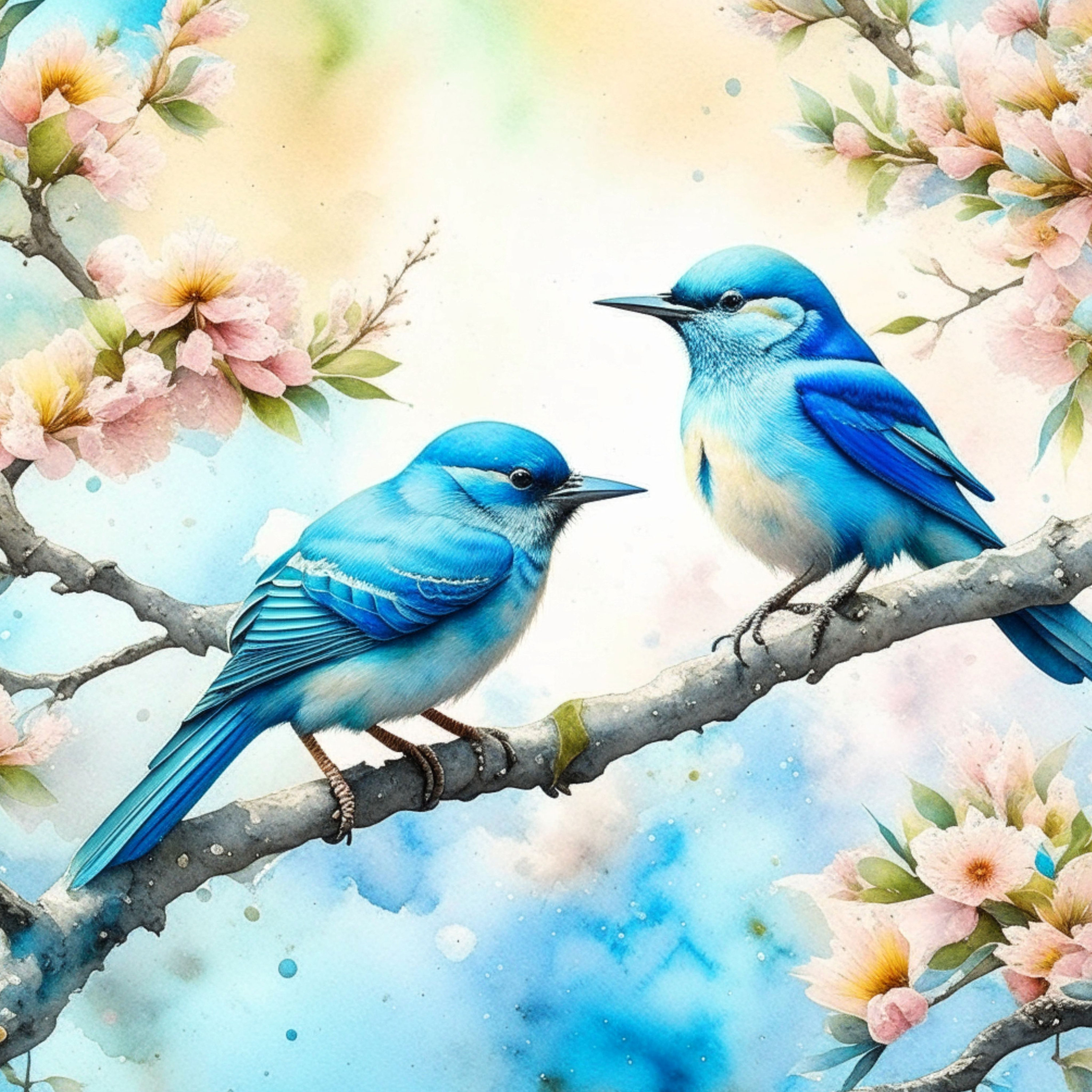 Blue Birds Digital Art Birds Clipart 15 High Quality Jpgs Digital ...