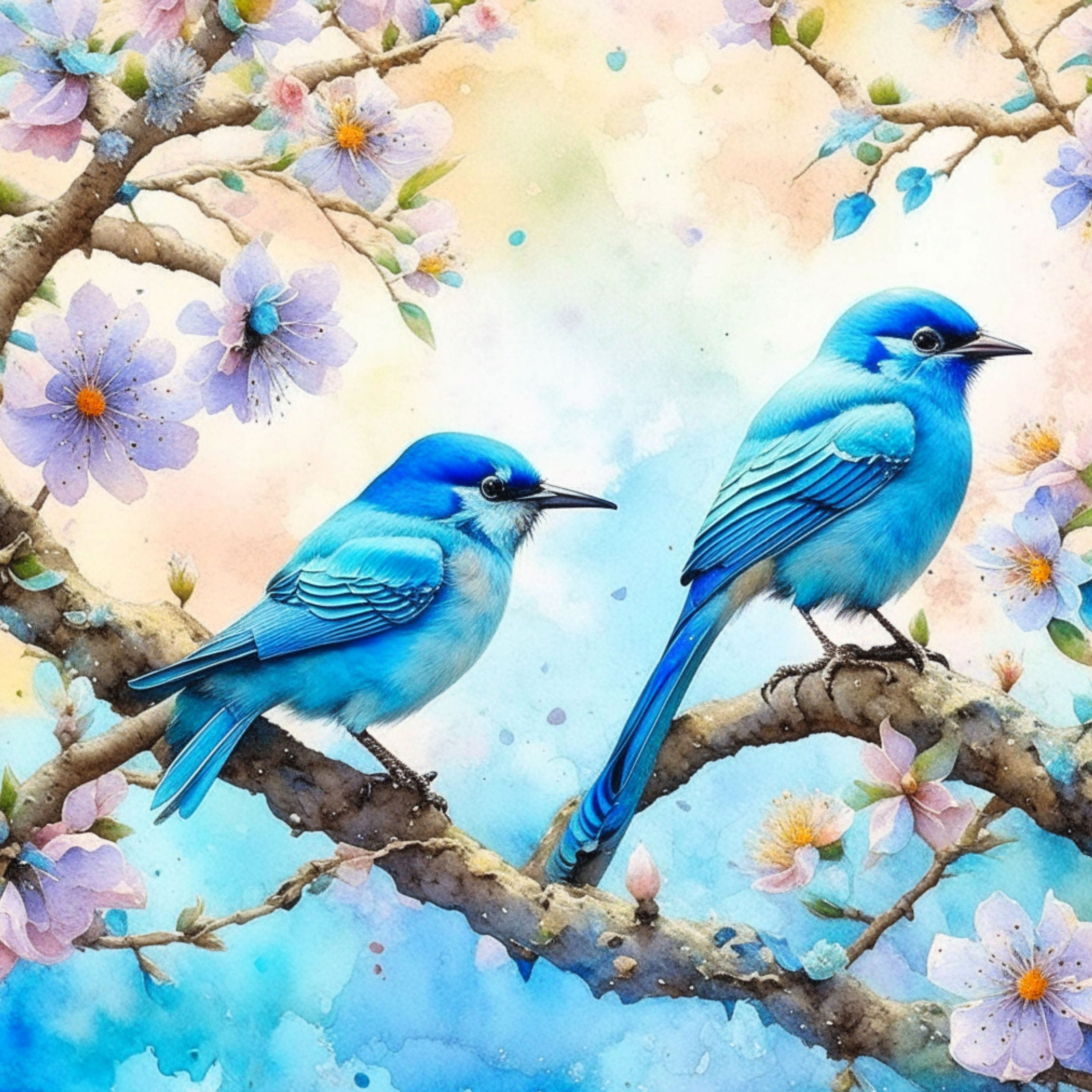 Blue Birds Digital Art Birds Clipart 15 High Quality Jpgs Digital ...
