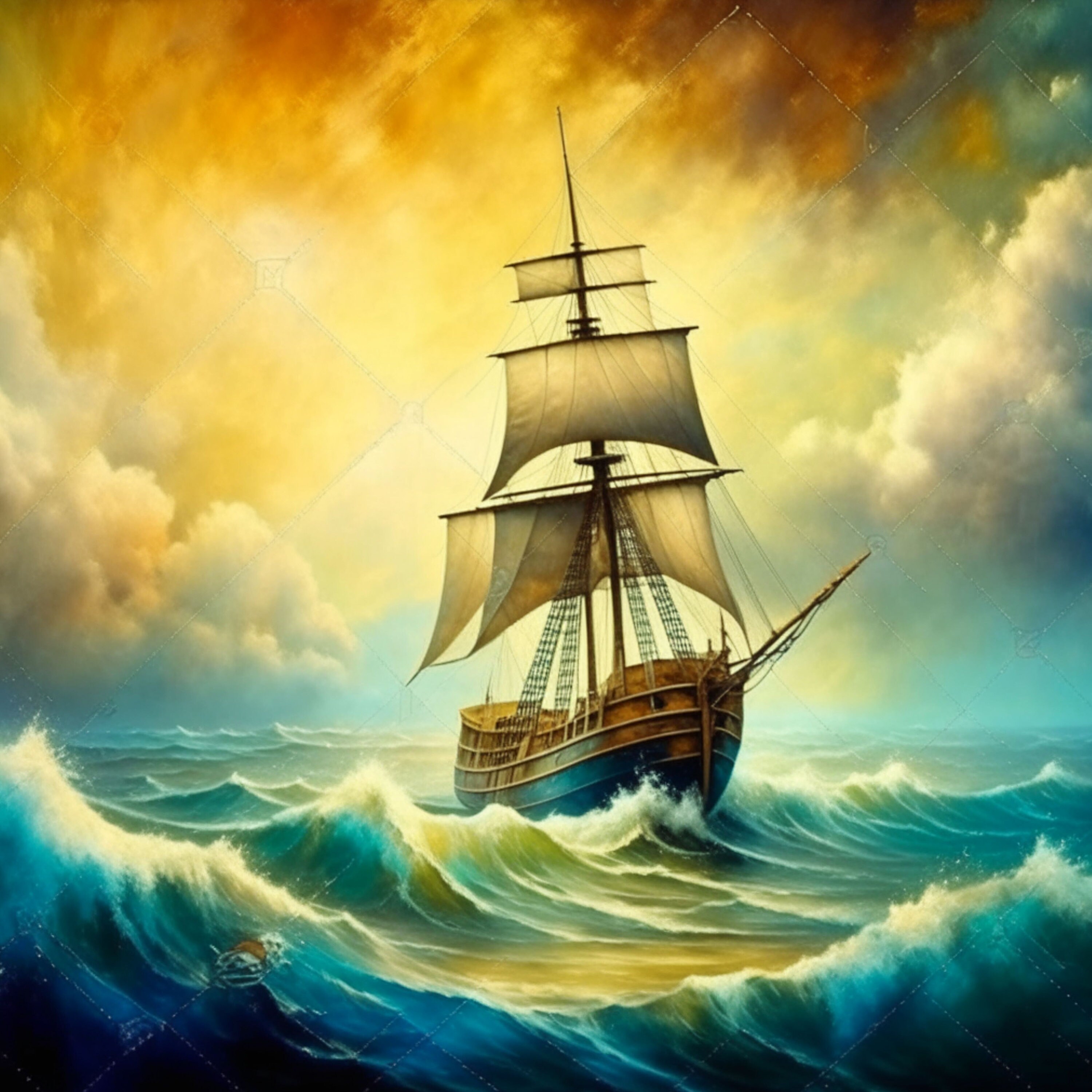 Colorful Sailboat Digital Art | Boats Clipart | 10 High Quality Jpgs ...