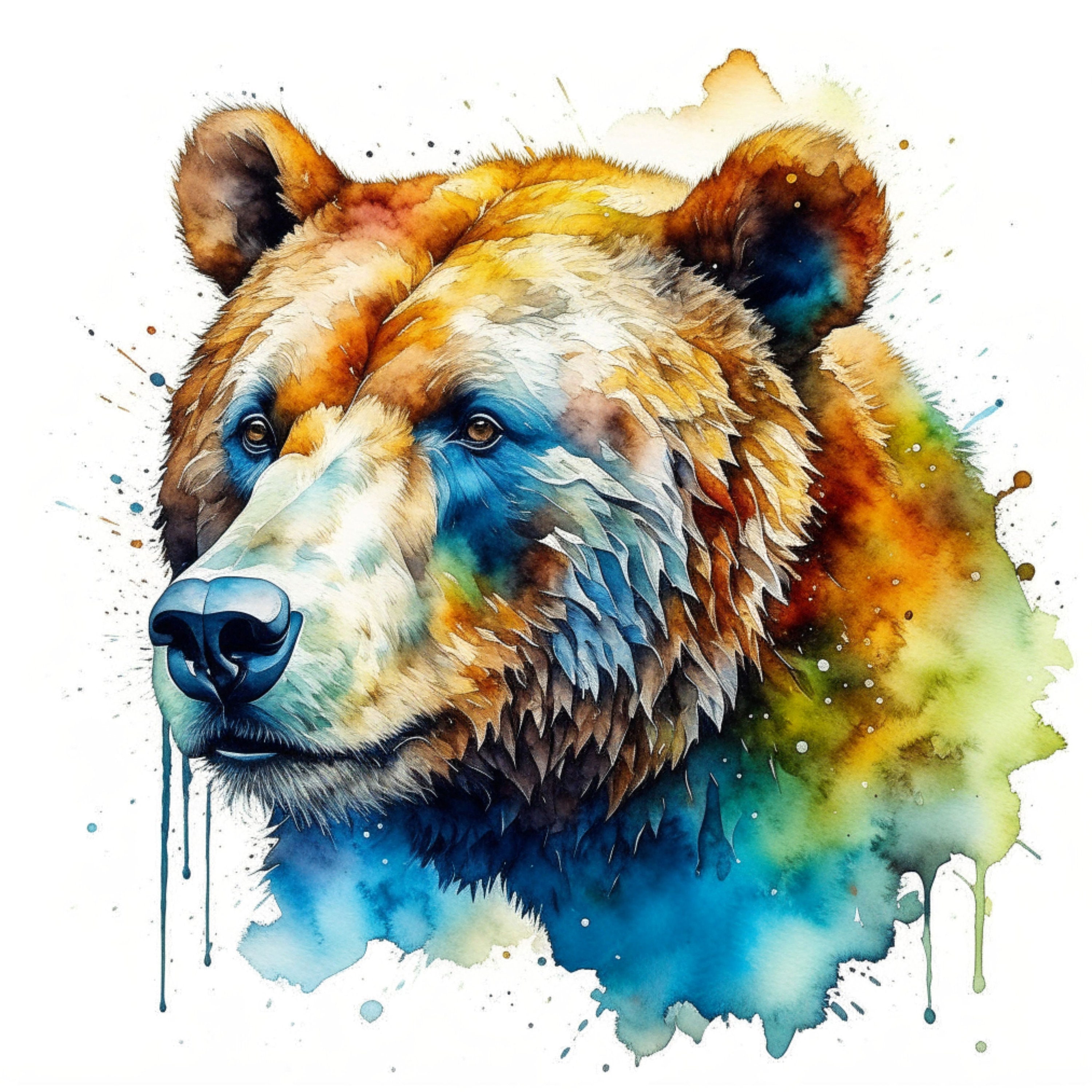 Watercolor Bear Digital Art Bears Clipart 10 High Quality Jpgs Digital ...
