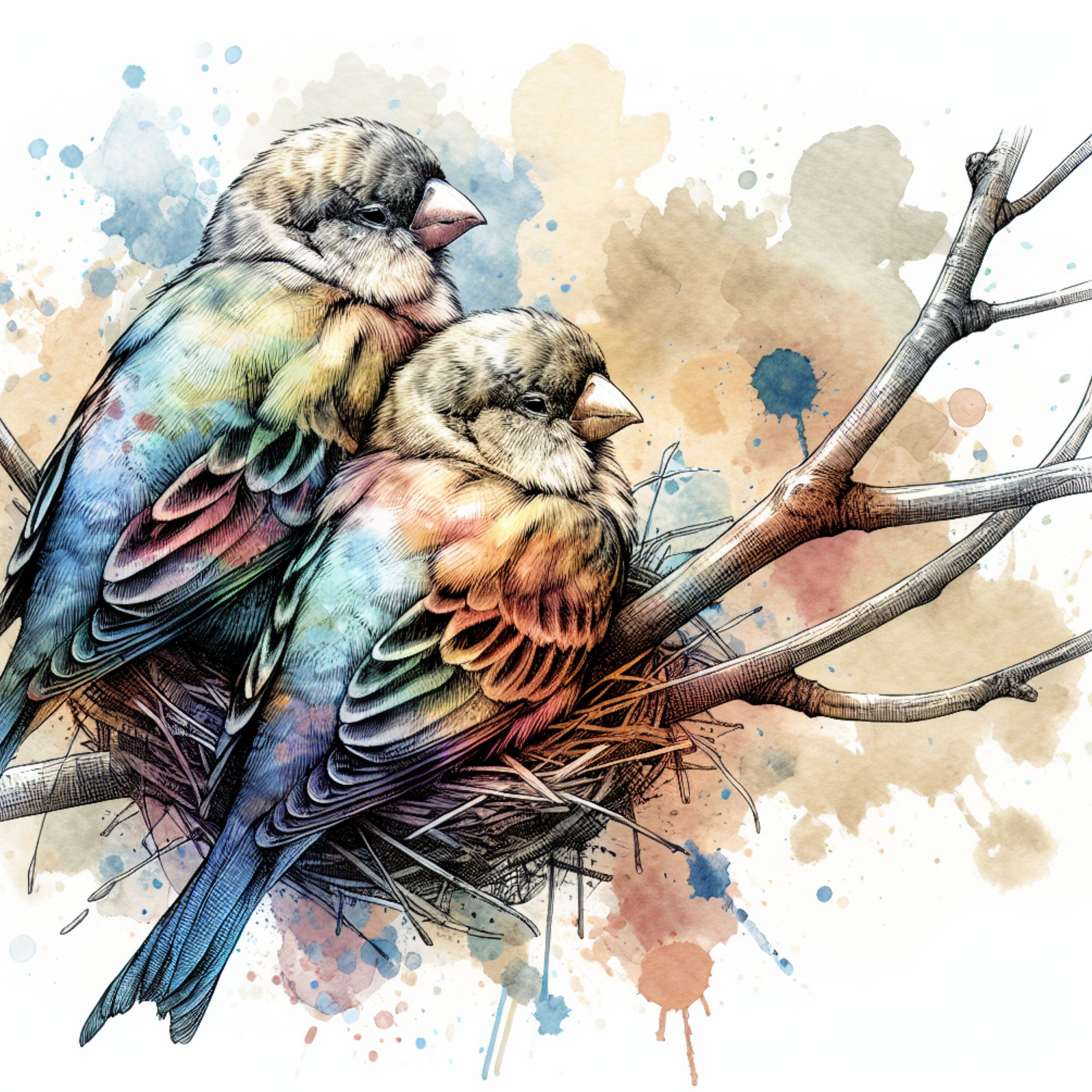 Lovebirds Digital Art | Birds Clipart | 15 High Quality Jpgs | Digital ...