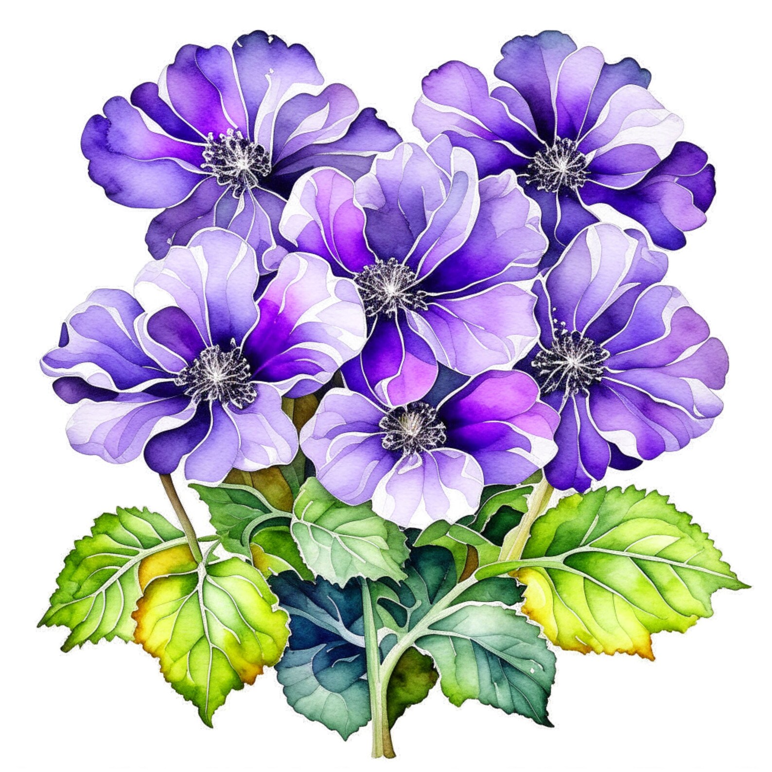 African Violets Digital Art | Violet Flowers Clipart | 15 High Quality ...