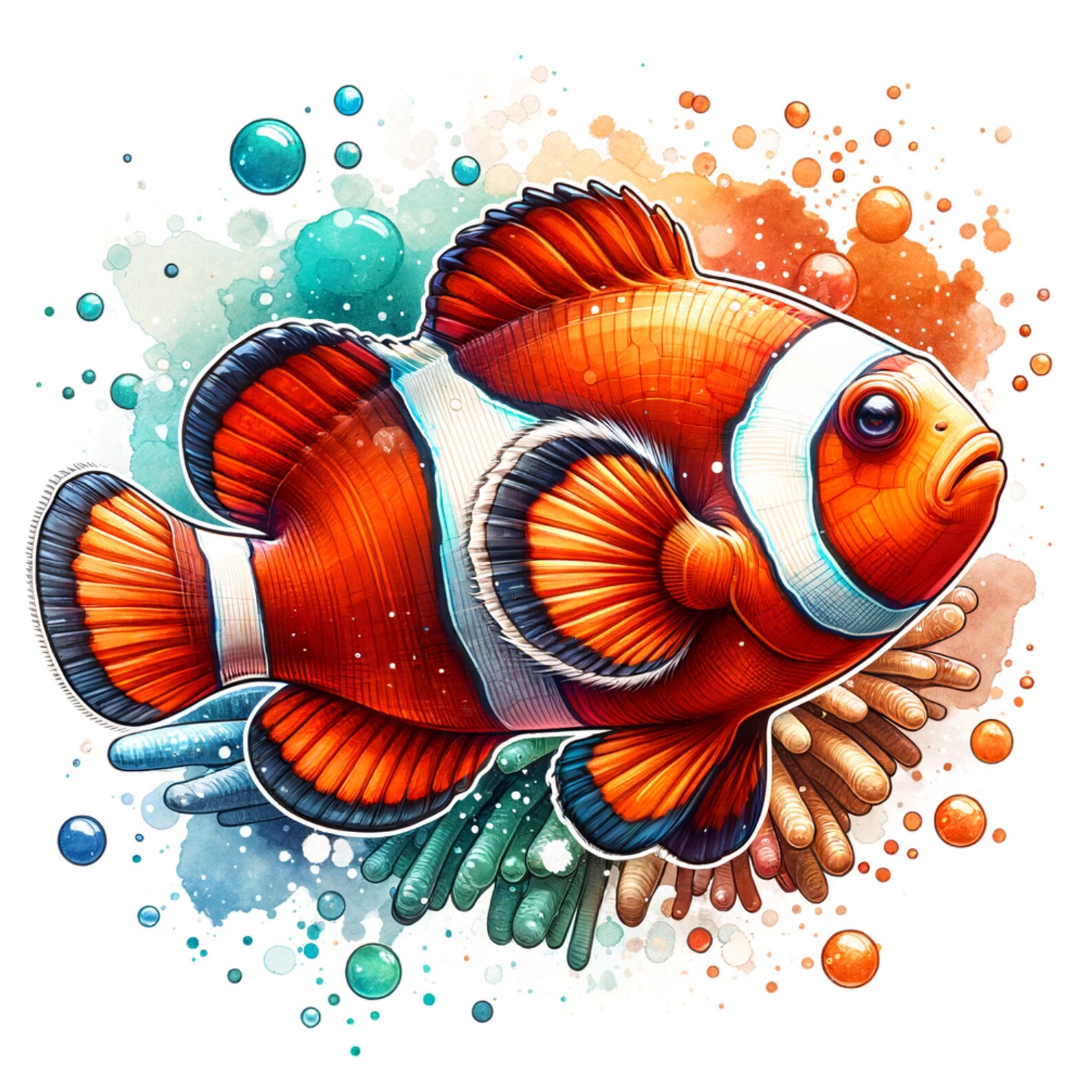 Clownfish Digital Art | Clipart Bundle | 15 High Quality Jpgs | Digital ...