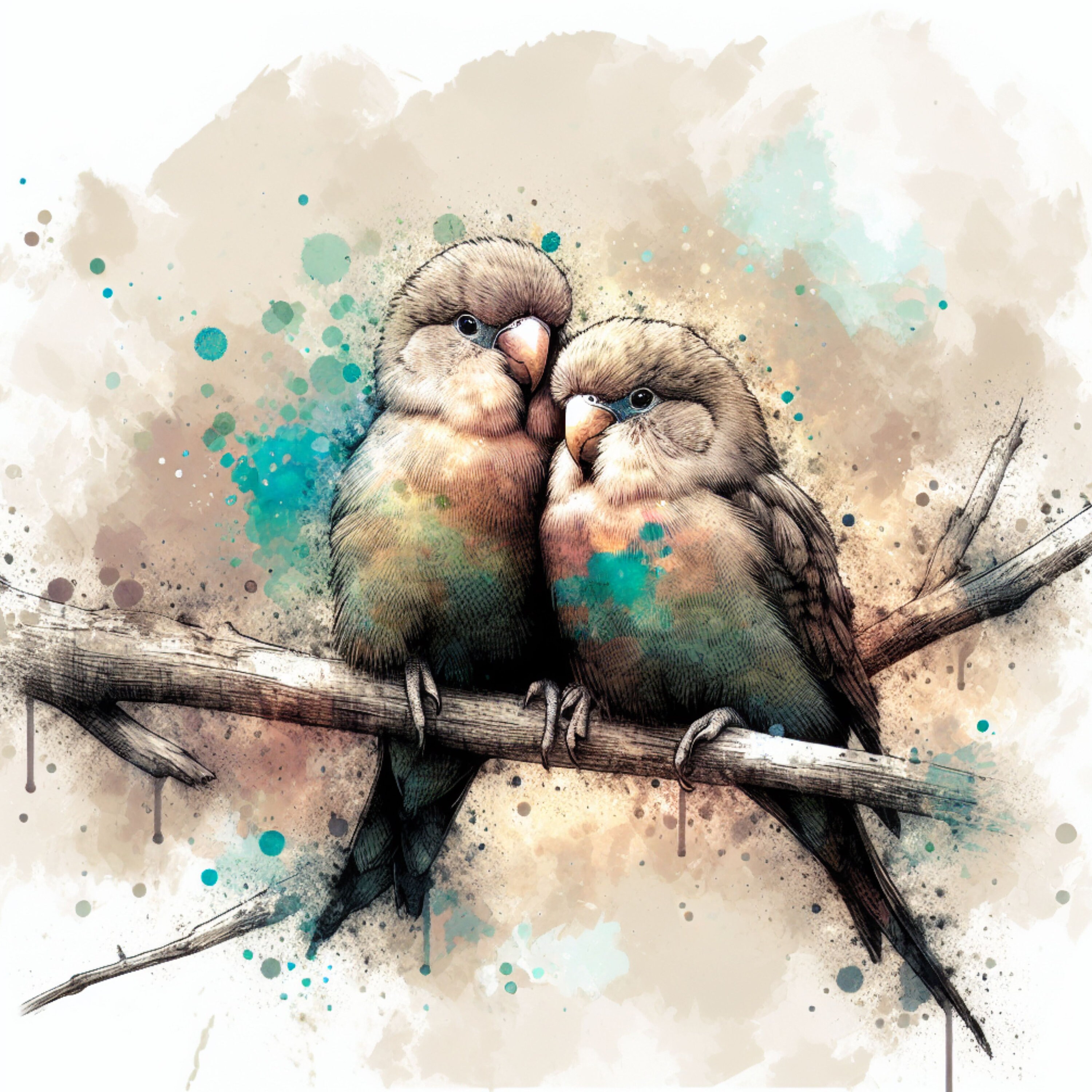 Lovebirds Digital Art Birds Clipart 15 High Quality Jpgs Digital ...